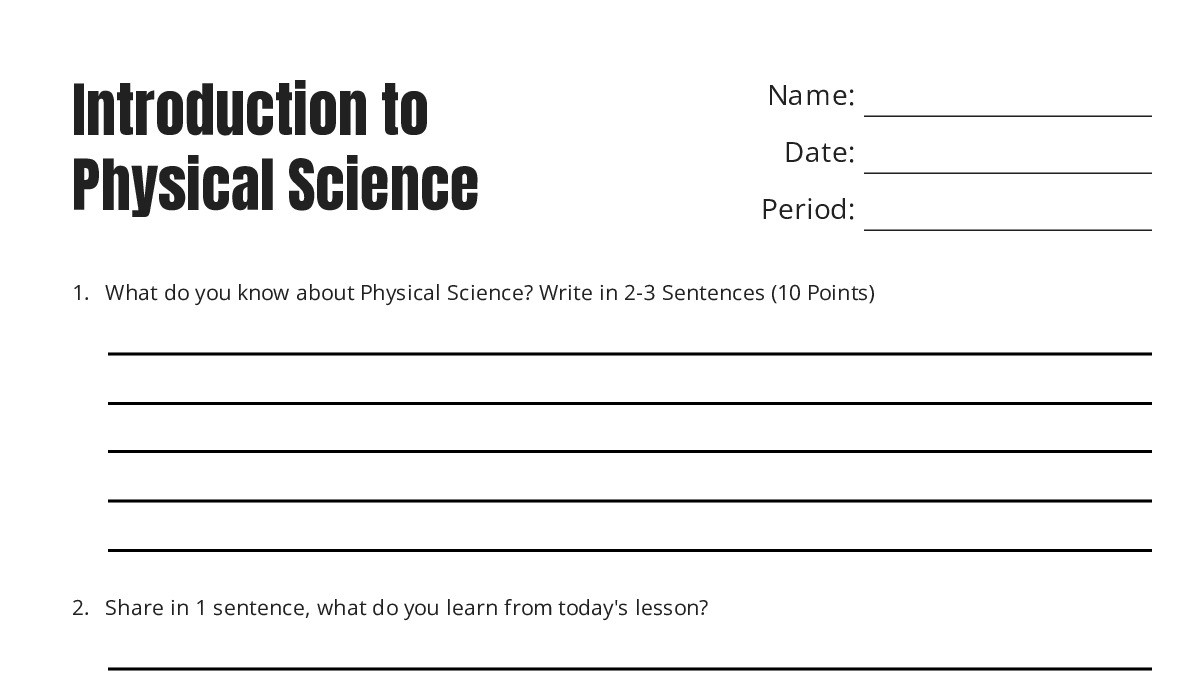 Introduction to Physical Science - My Worksheet Maker: Create Your Own ...