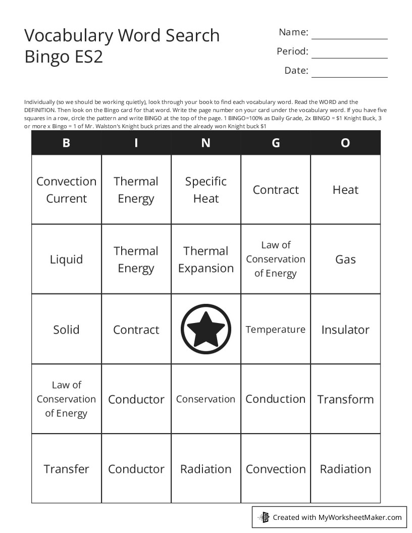 Vocabulary Word Search Bingo ES2 - My Bingo Maker: Create Your Own ...