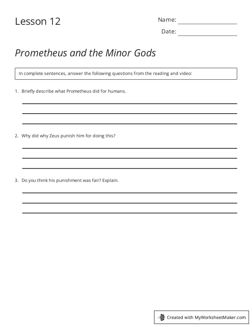 Lesson 12 - My Worksheet Maker: Create Your Own Worksheets