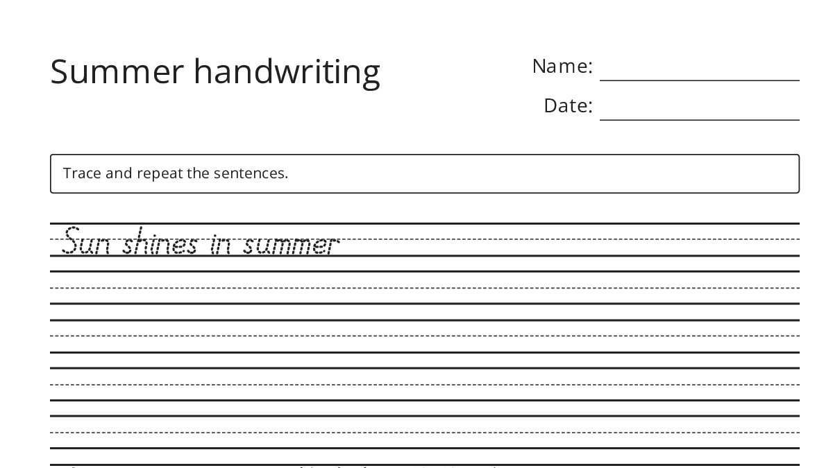 Summer handwriting - My Worksheet Maker: Create Your Own Worksheets