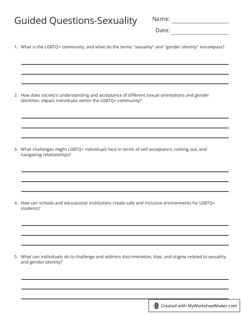 Guided Questions-Sexuality - My Worksheet Maker: Create Your Own Worksheets