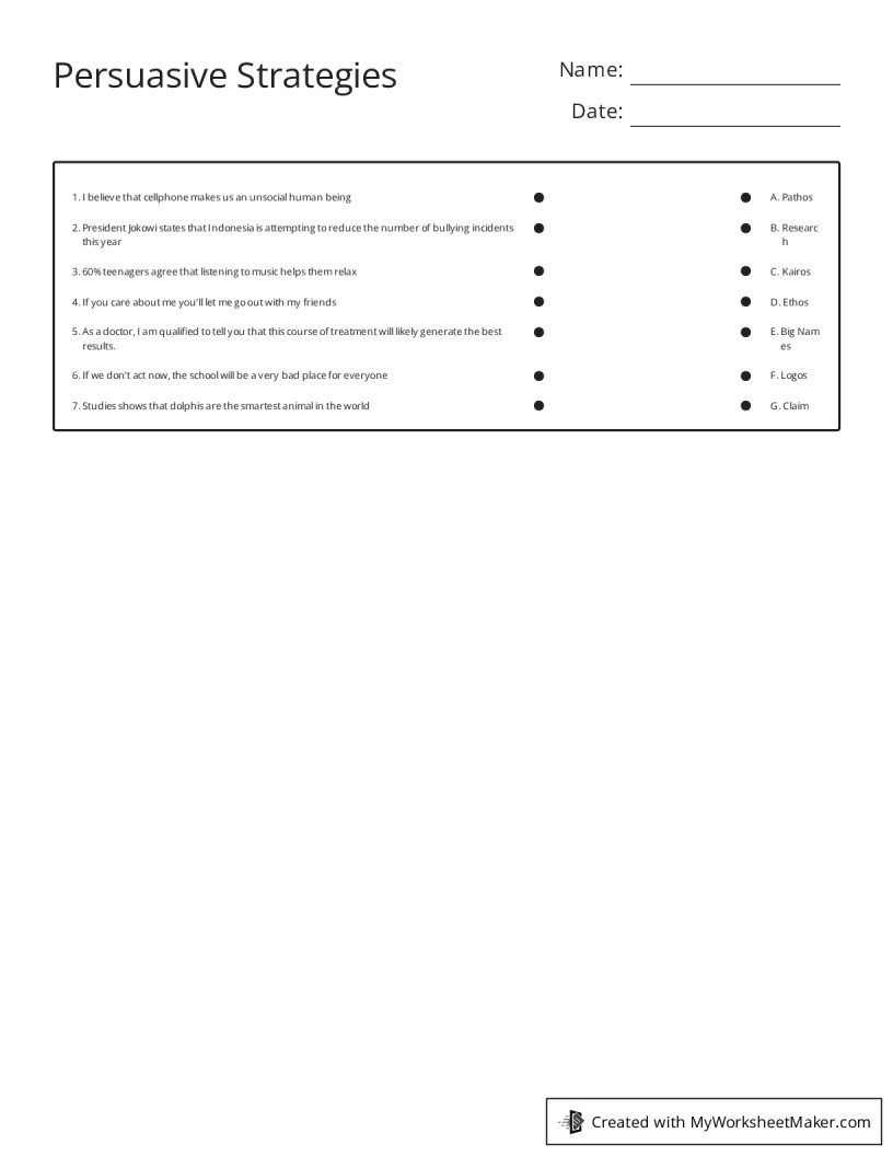 Persuasive Strategies - My Worksheet Maker: Create Your Own Worksheets