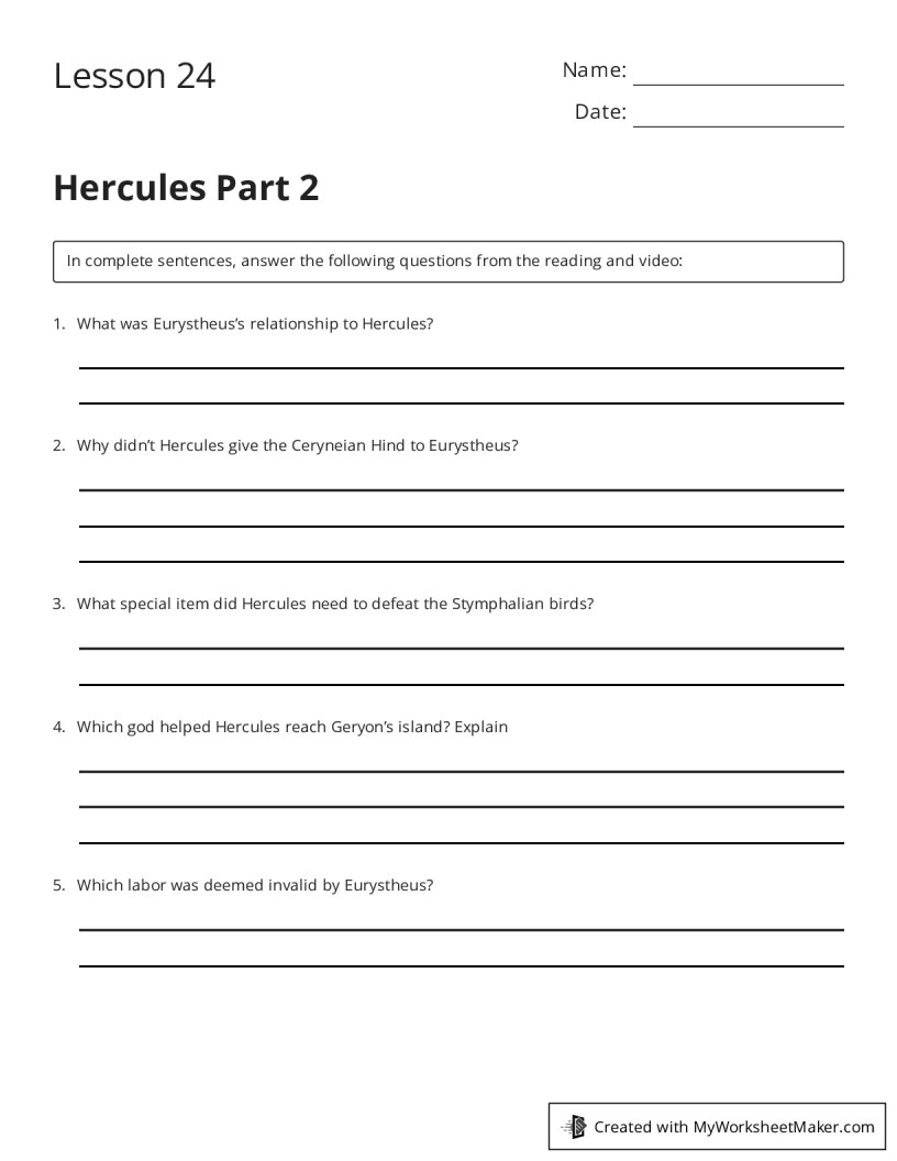 Lesson 24 - My Worksheet Maker: Create Your Own Worksheets