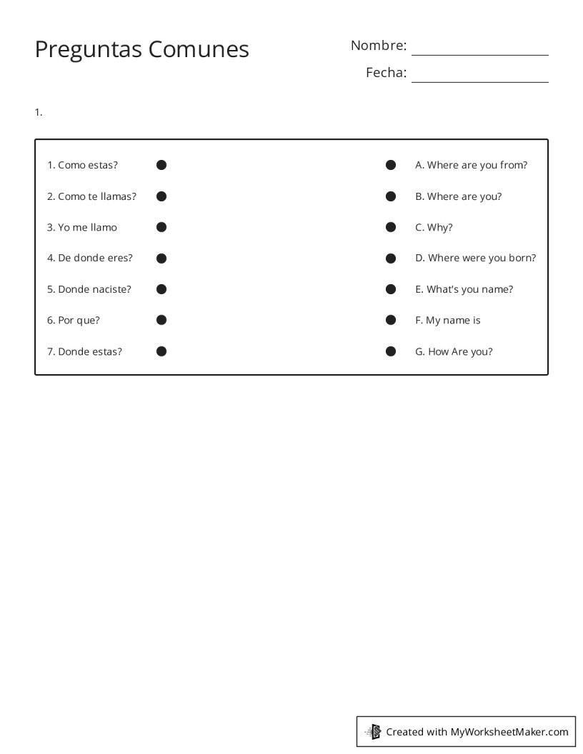 Preguntas Comunes - My Worksheet Maker: Create Your Own Worksheets