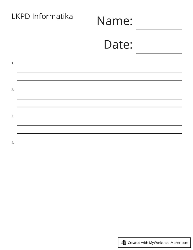 LKPD Informatika - My Worksheet Maker: Create Your Own Worksheets