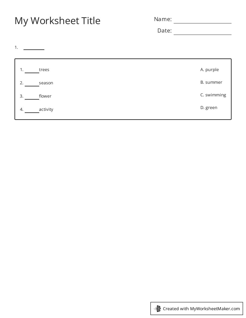 My Worksheet Title - My Worksheet Maker: Create Your Own Worksheets