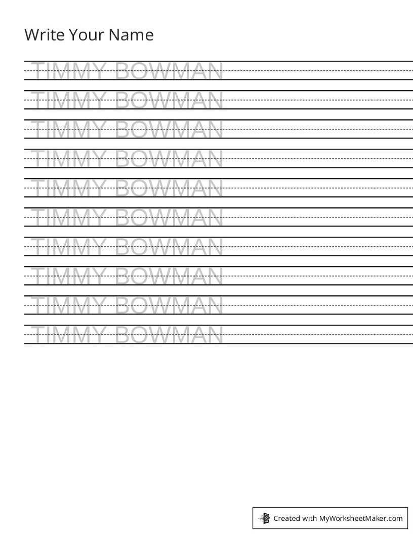Write Your Name - My Worksheet Maker: Create Your Own Worksheets