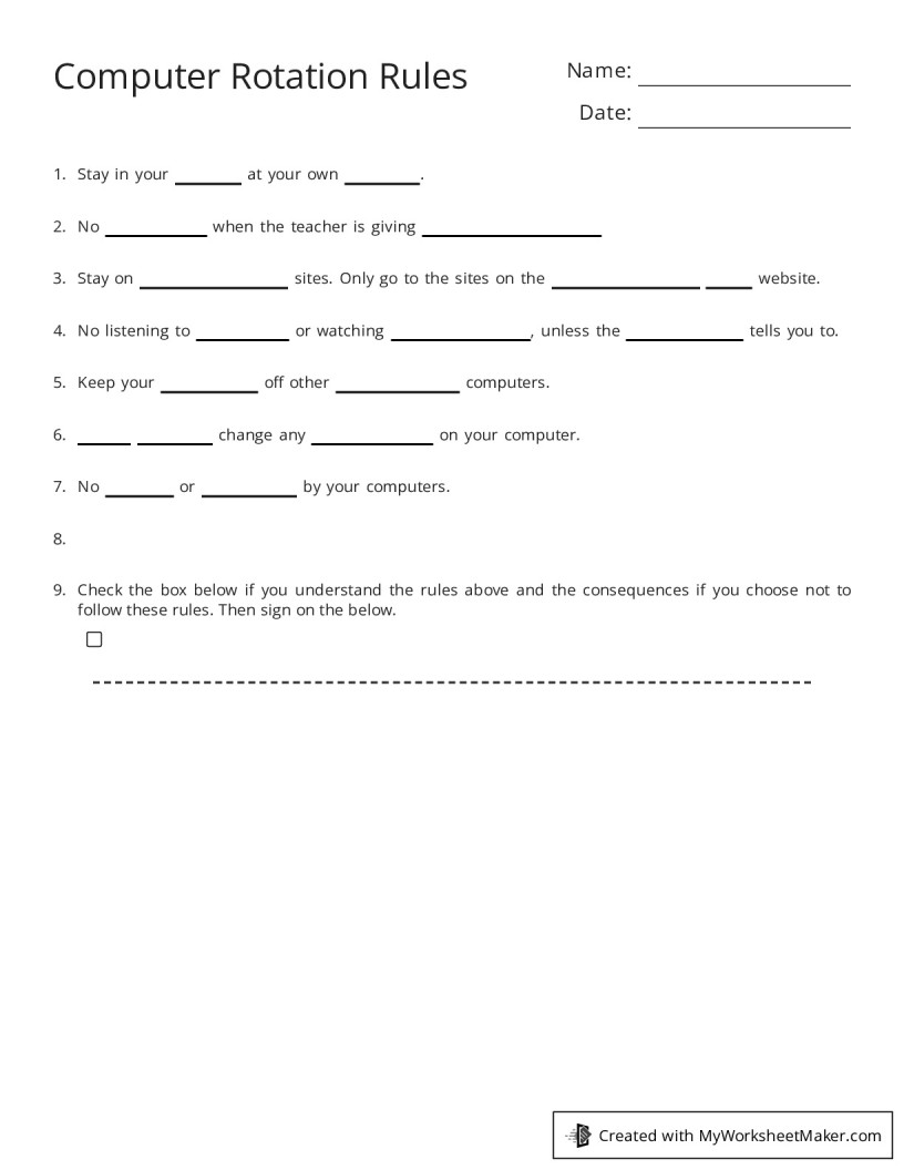 Computer Rotation Rules - My Worksheet Maker: Create Your Own Worksheets