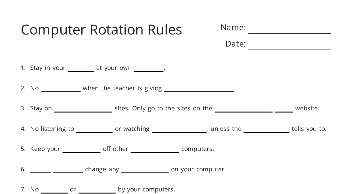 Computer Rotation Rules - My Worksheet Maker: Create Your Own Worksheets