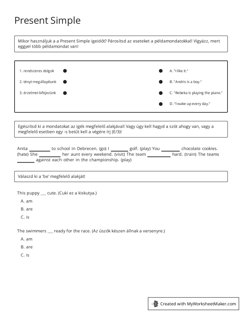 Present Simple - My Worksheet Maker: Create Your Own Worksheets