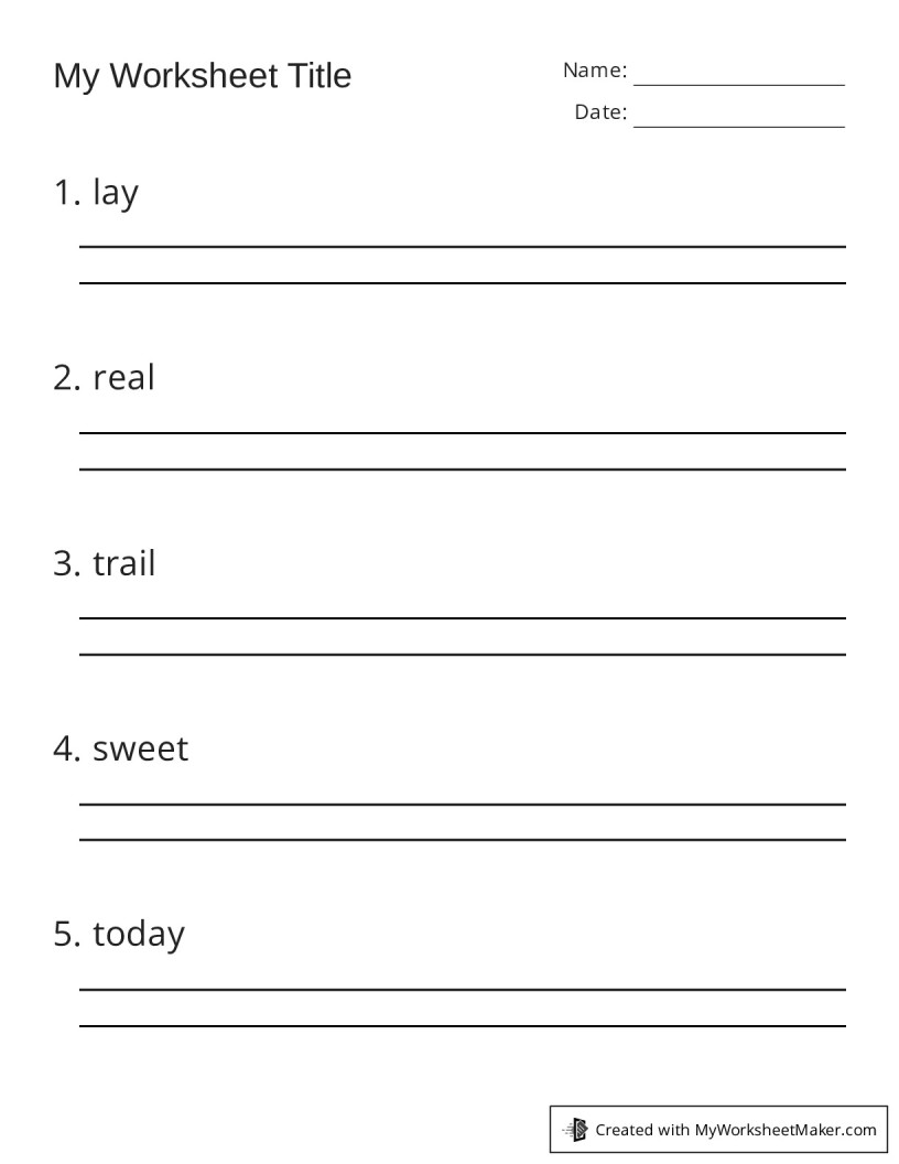 My Worksheet Title - My Worksheet Maker: Create Your Own Worksheets