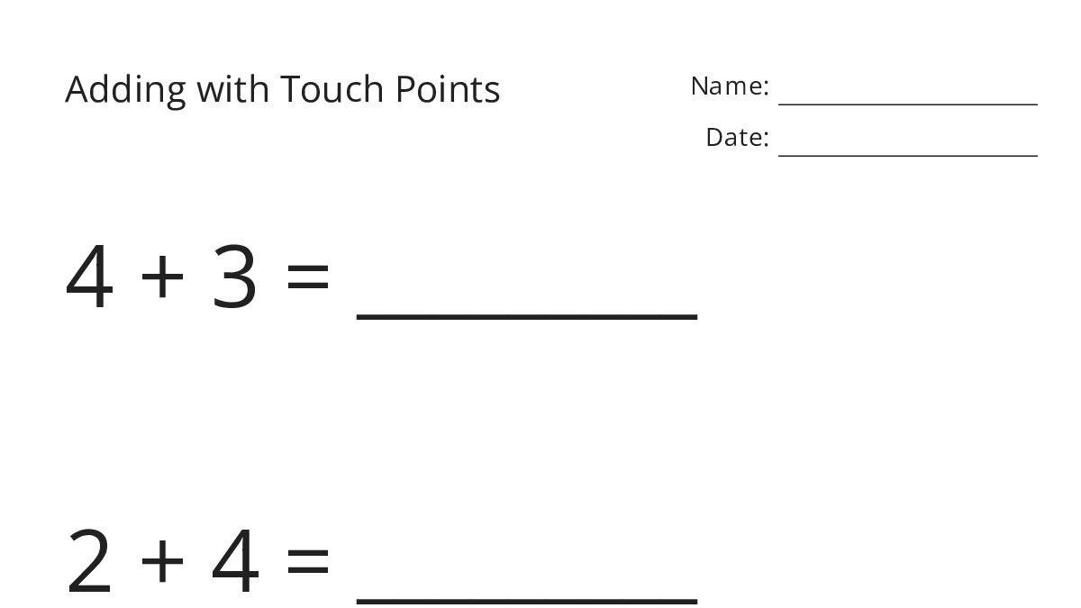Adding with Touch Points - My Worksheet Maker: Create Your Own Worksheets