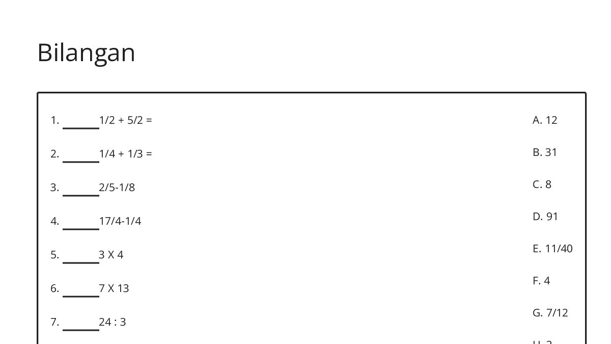 Bilangan - My Worksheet Maker: Create Your Own Worksheets