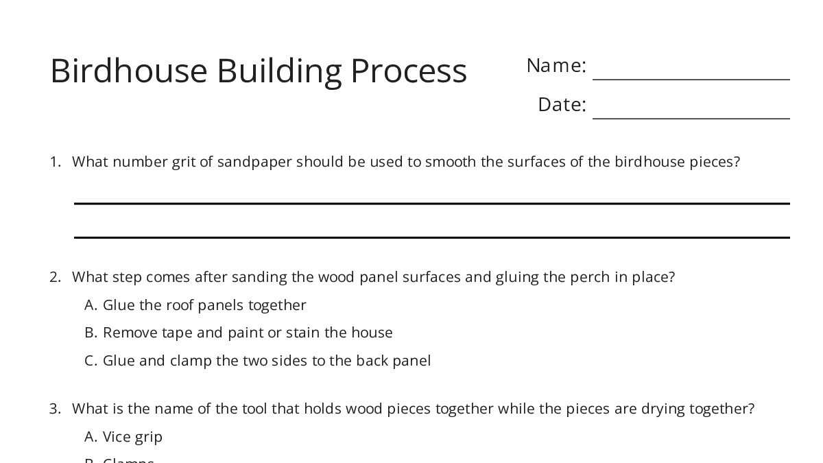 Birdhouse Building Process - My Worksheet Maker: Create Your Own Worksheets