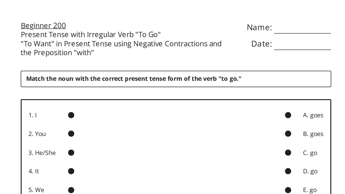 Beginner 200 Present Tense with Irregular Verb "To Go" "To Want" in ...