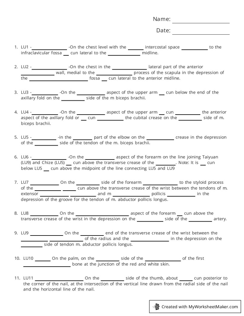 Lung Channel - My Worksheet Maker: Create Your Own Worksheets