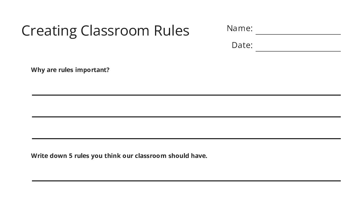 Creating Classroom Rules - My Worksheet Maker: Create Your Own Worksheets