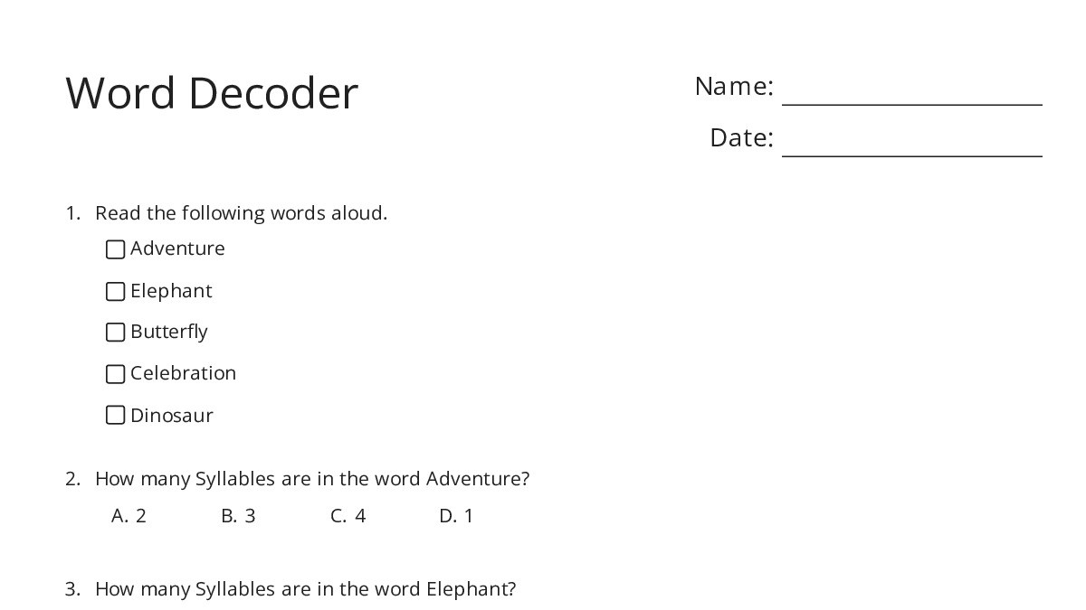 Word Decoder - My Worksheet Maker: Create Your Own Worksheets