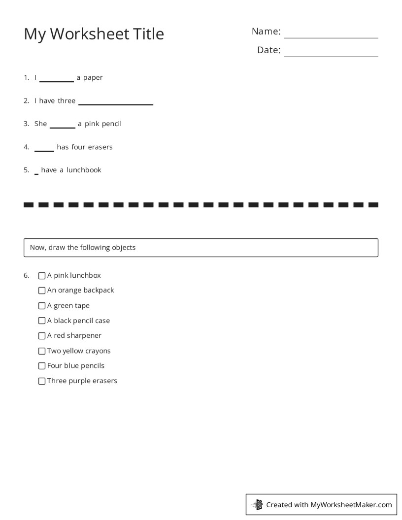 My Worksheet Title - My Worksheet Maker: Create Your Own Worksheets
