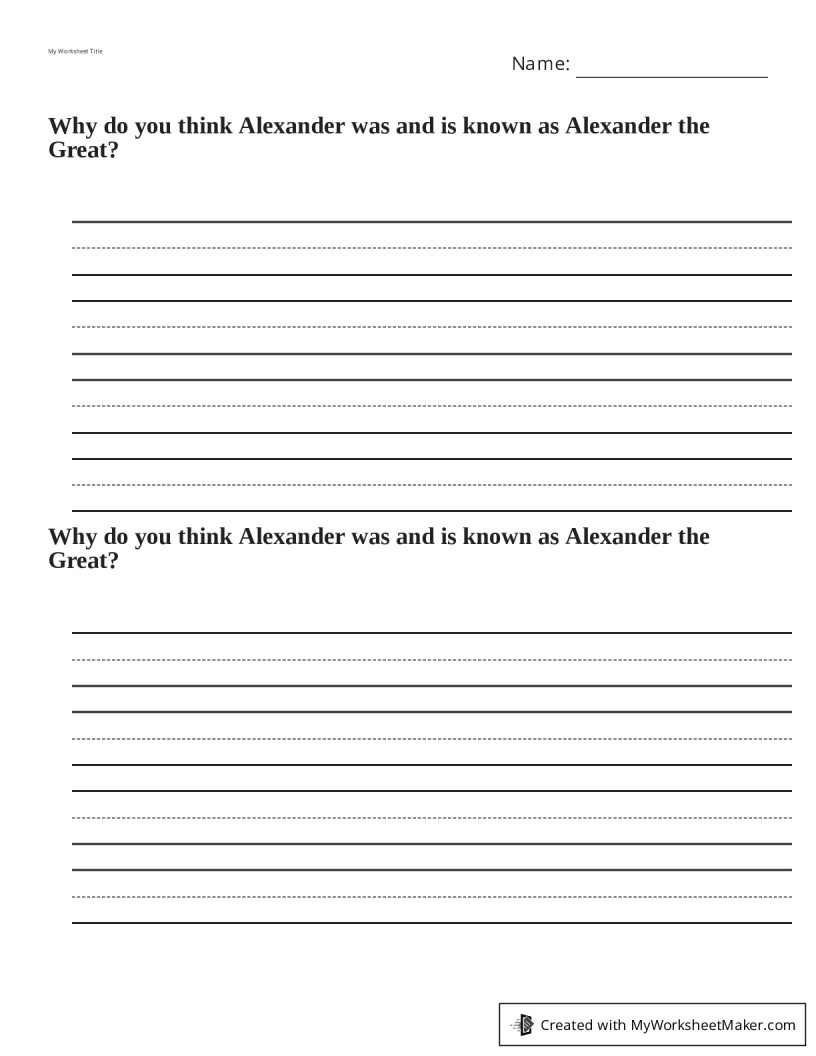 My Worksheet Title - My Worksheet Maker: Create Your Own Worksheets