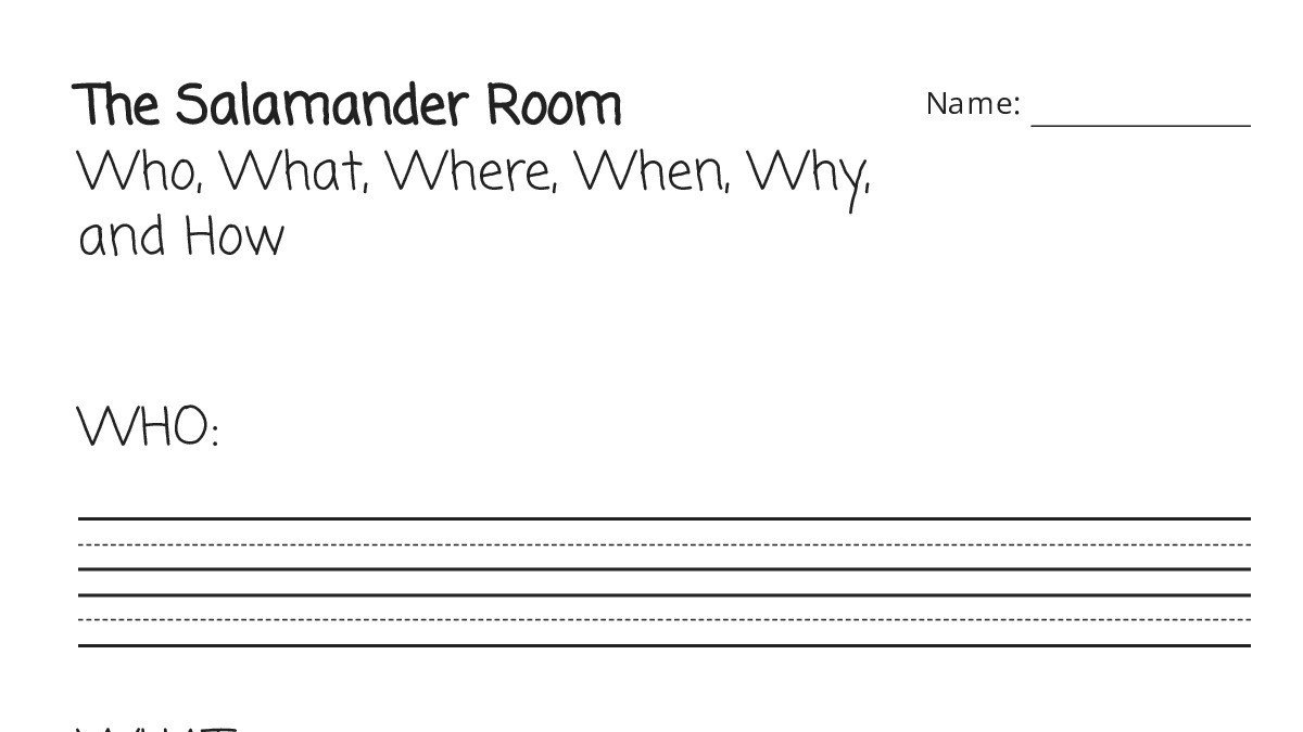 The Salamander Room Who, What, Where, When, Why, and How - My Worksheet ...