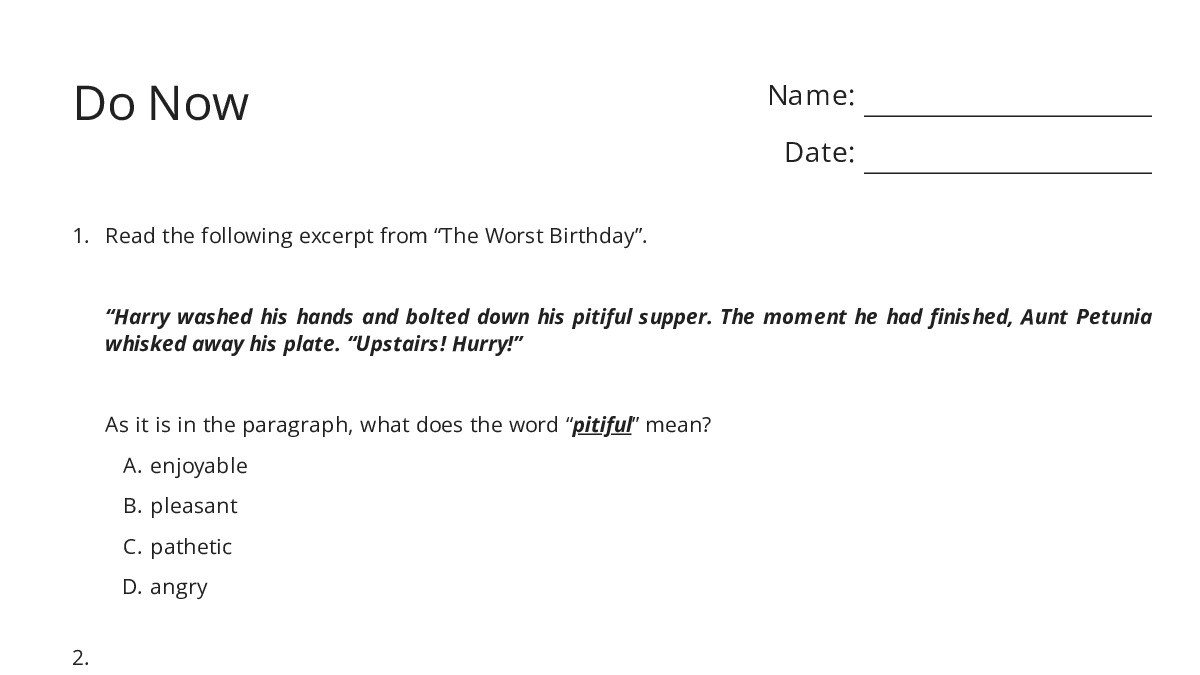 Do Now - My Worksheet Maker: Create Your Own Worksheets