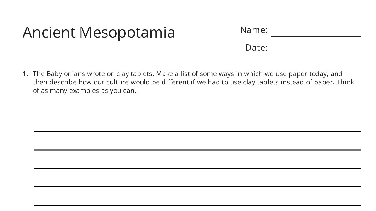 Ancient Mesopotamia - My Worksheet Maker: Create Your Own Worksheets