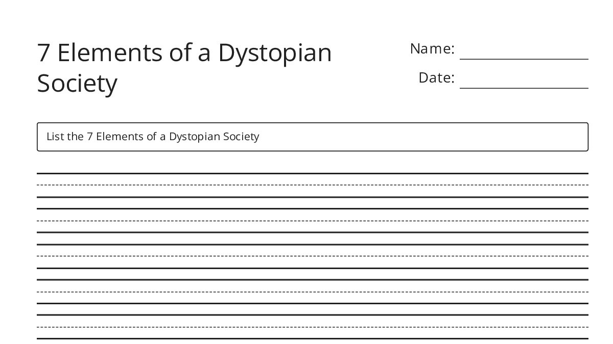 7 Elements of a Dystopian Society - My Worksheet Maker: Create Your Own ...