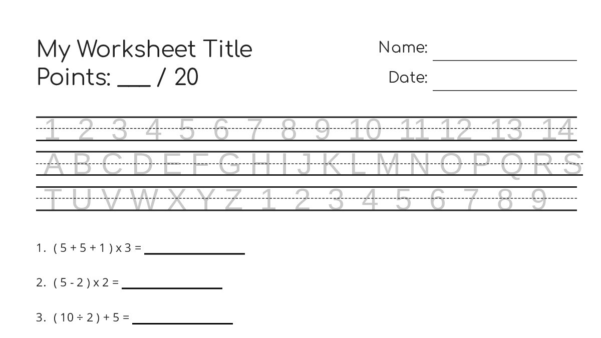 My Worksheet Title Points: ___ / 20 - My Worksheet Maker: Create Your ...