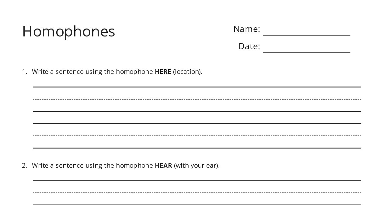 Homophones - My Worksheet Maker: Create Your Own Worksheets