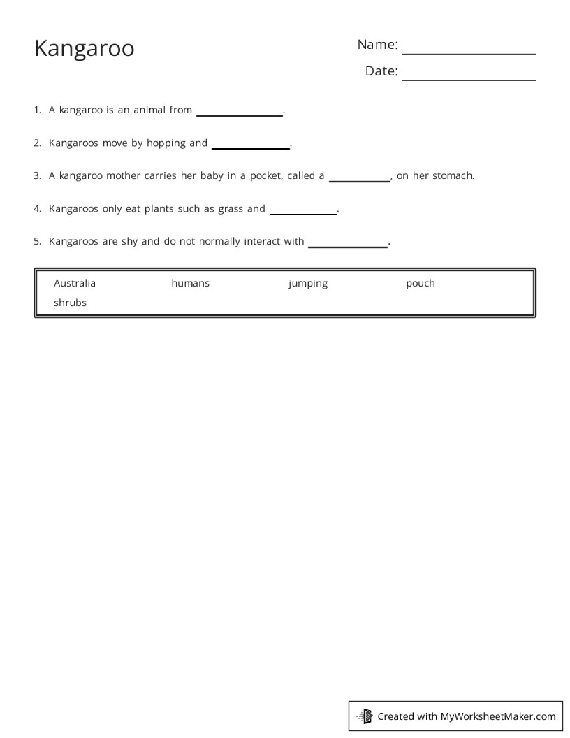 Kangaroo - My Worksheet Maker: Create Your Own Worksheets