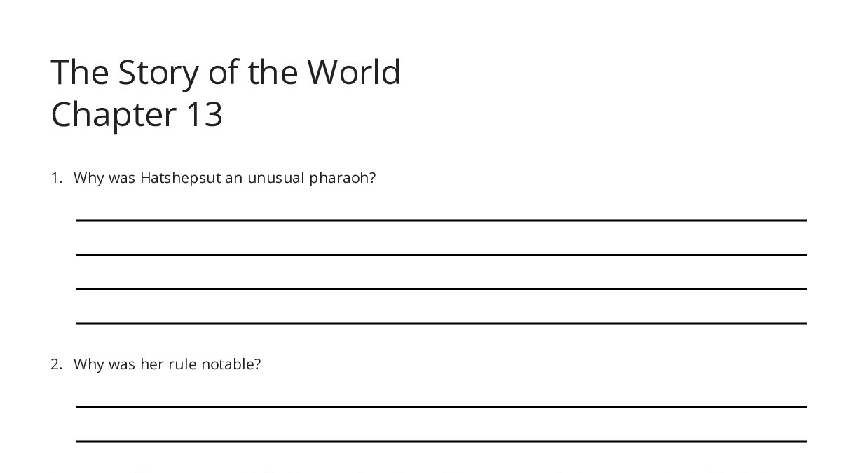 The Story of the World Chapter 13 - My Worksheet Maker: Create Your Own ...