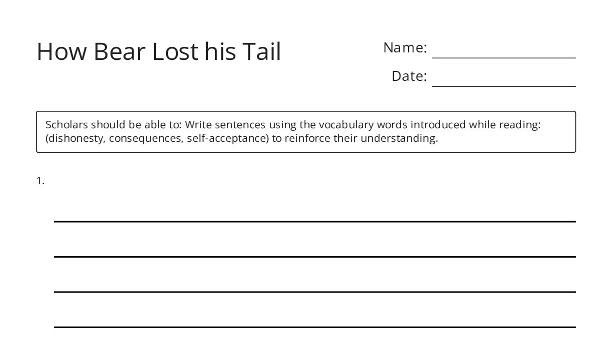 How Bear Lost his Tail - My Worksheet Maker: Create Your Own Worksheets