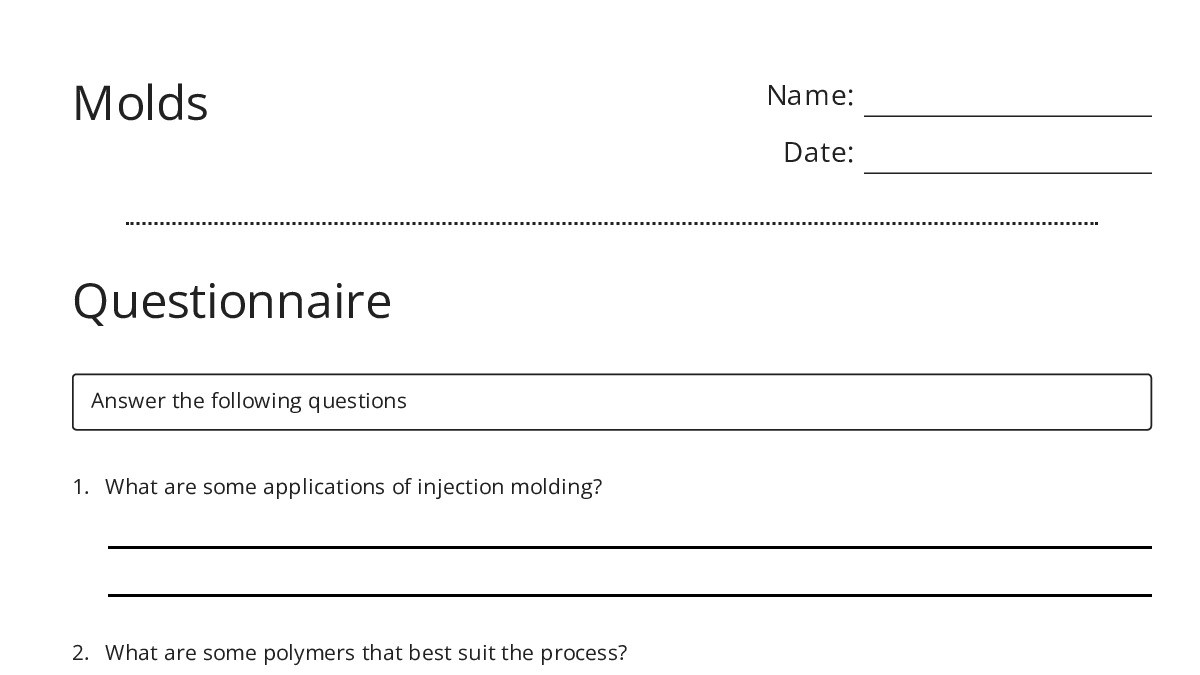 Molds - My Worksheet Maker: Create Your Own Worksheets