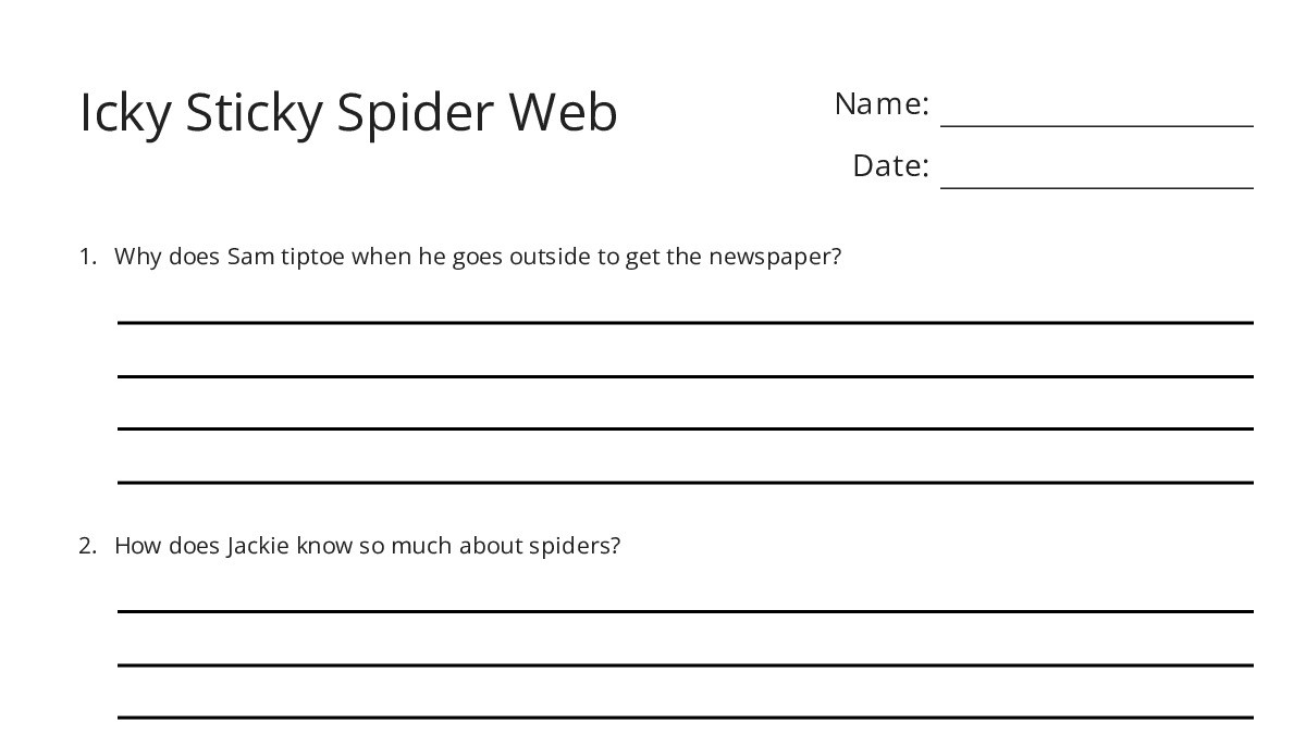 Icky Sticky Spider Web - My Worksheet Maker: Create Your Own Worksheets
