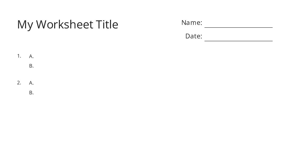 My Worksheet Title - My Worksheet Maker: Create Your Own Worksheets