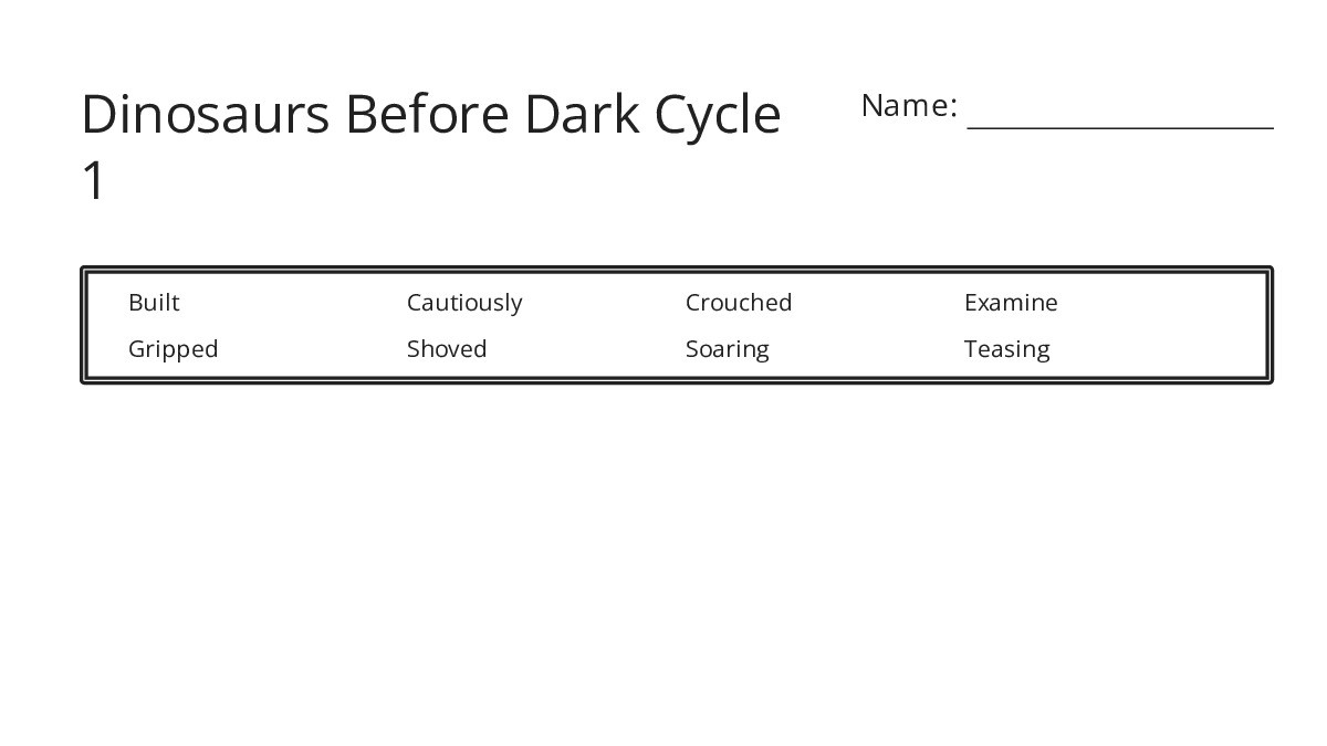 Dinosaurs Before Dark Cycle 1 - My Worksheet Maker: Create Your Own ...