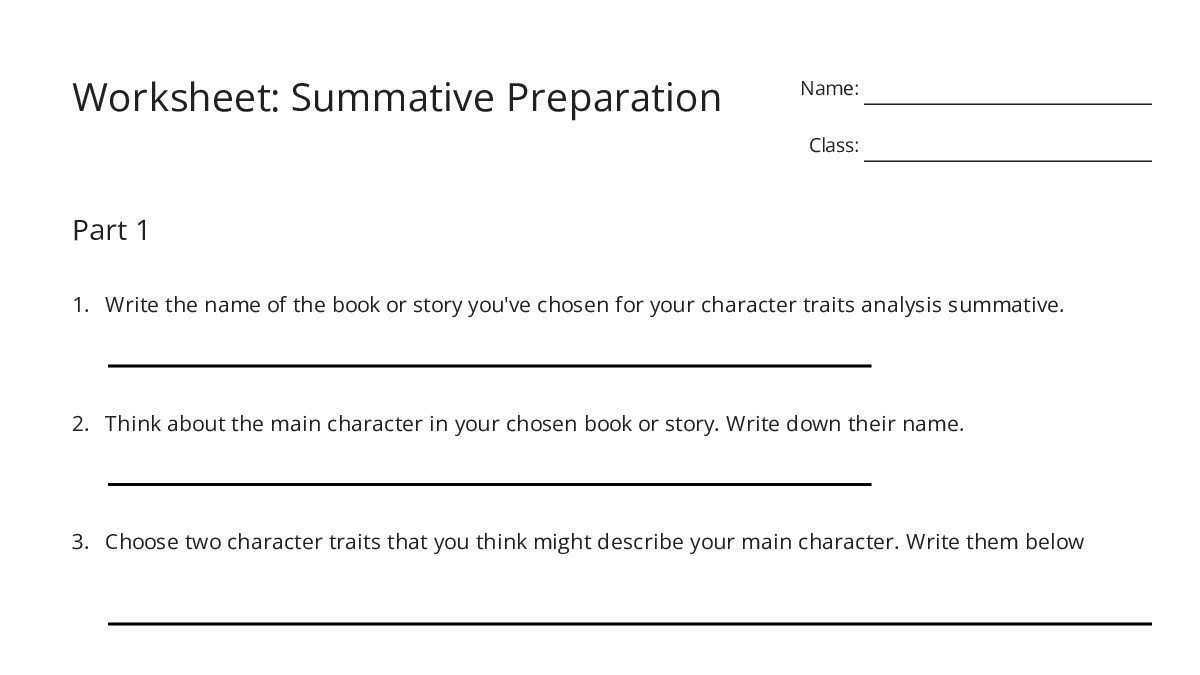 Worksheet: Summative Preparation - My Worksheet Maker: Create Your Own ...