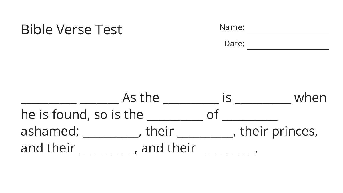 Bible Verse Test - My Worksheet Maker: Create Your Own Worksheets