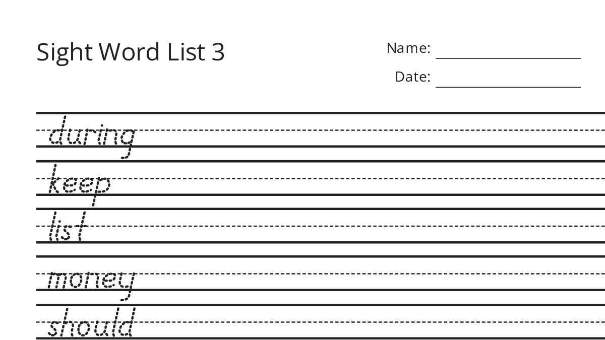 Sight Word List 3 - My Worksheet Maker: Create Your Own Worksheets