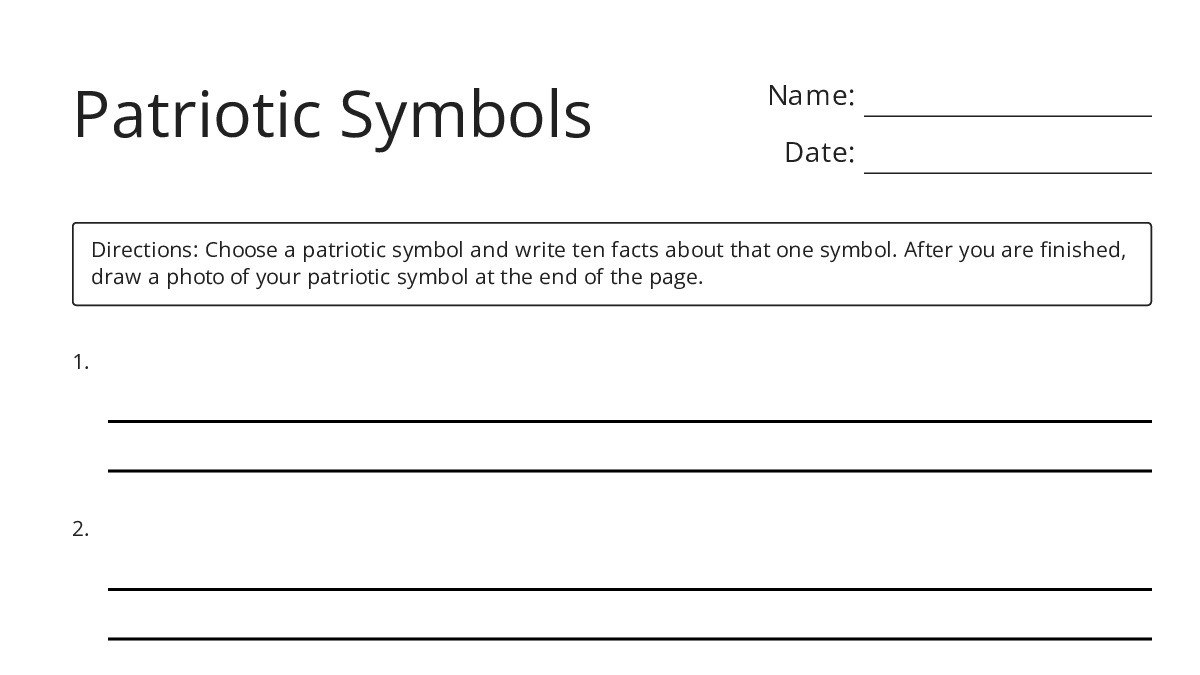 Patriotic Symbols - My Worksheet Maker: Create Your Own Worksheets