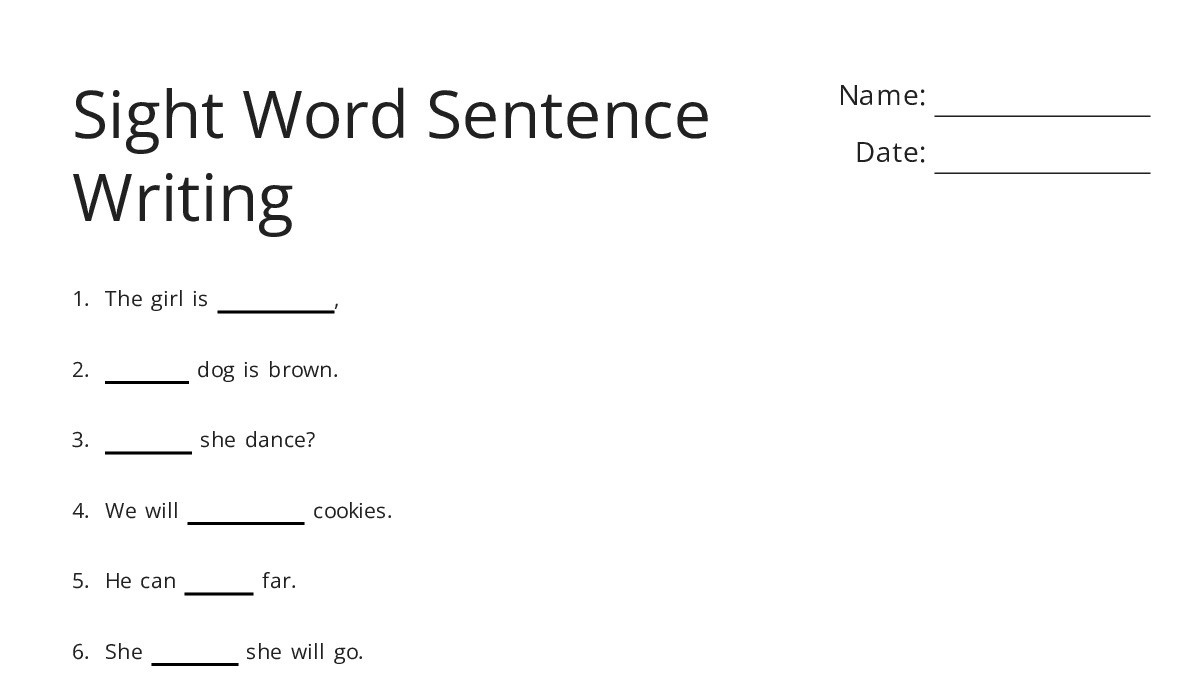 Sight Word Sentence Writing - My Worksheet Maker: Create Your Own ...