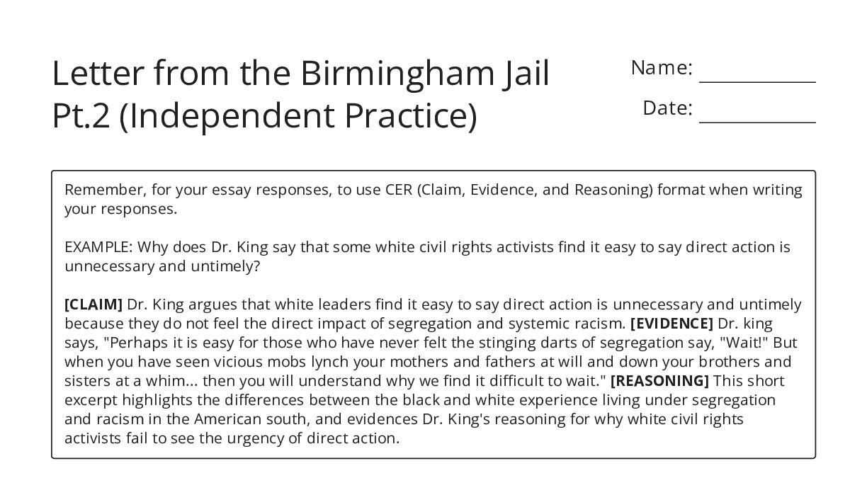 Letter from the Birmingham Jail Pt.2 (Independent Practice) - My ...