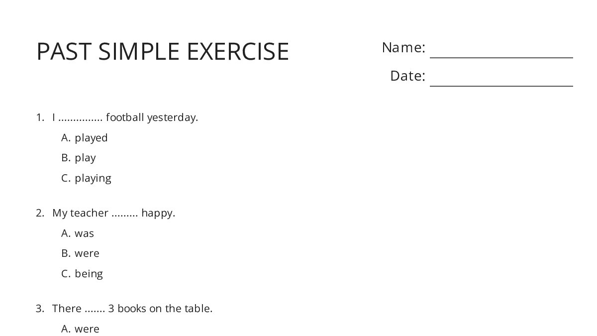 PAST SIMPLE EXERCISE - My Worksheet Maker: Create Your Own Worksheets