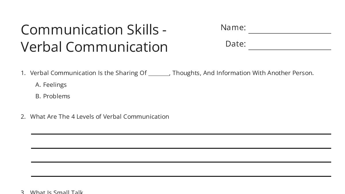 Communication Skills - Verbal Communication - My Worksheet Maker ...