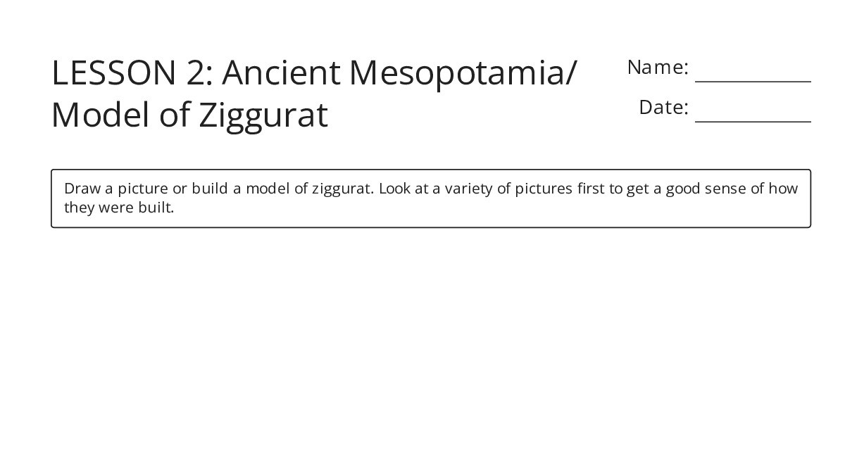 LESSON 2: Ancient Mesopotamia/ Model of Ziggurat - My Worksheet Maker ...