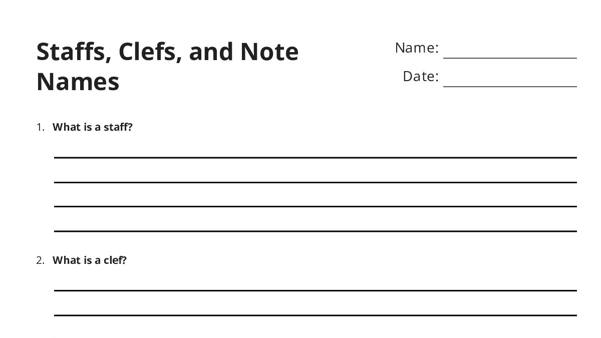 Staffs, Clefs, and Note Names - My Worksheet Maker: Create Your Own ...