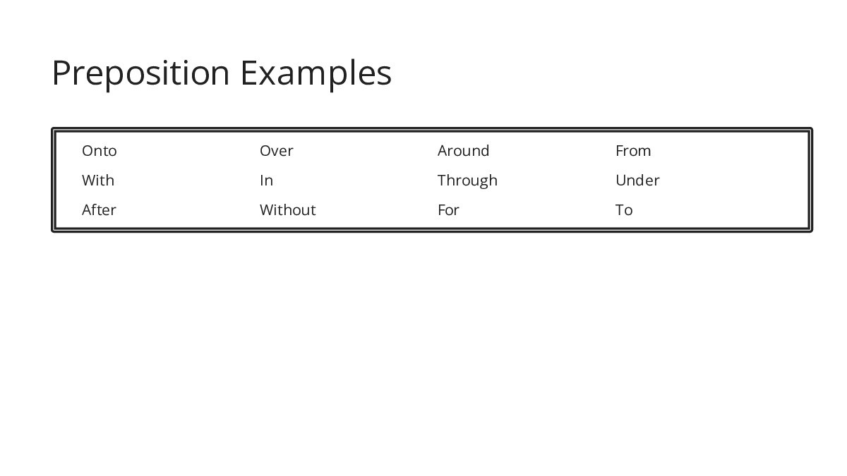 Preposition Examples - My Worksheet Maker: Create Your Own Worksheets