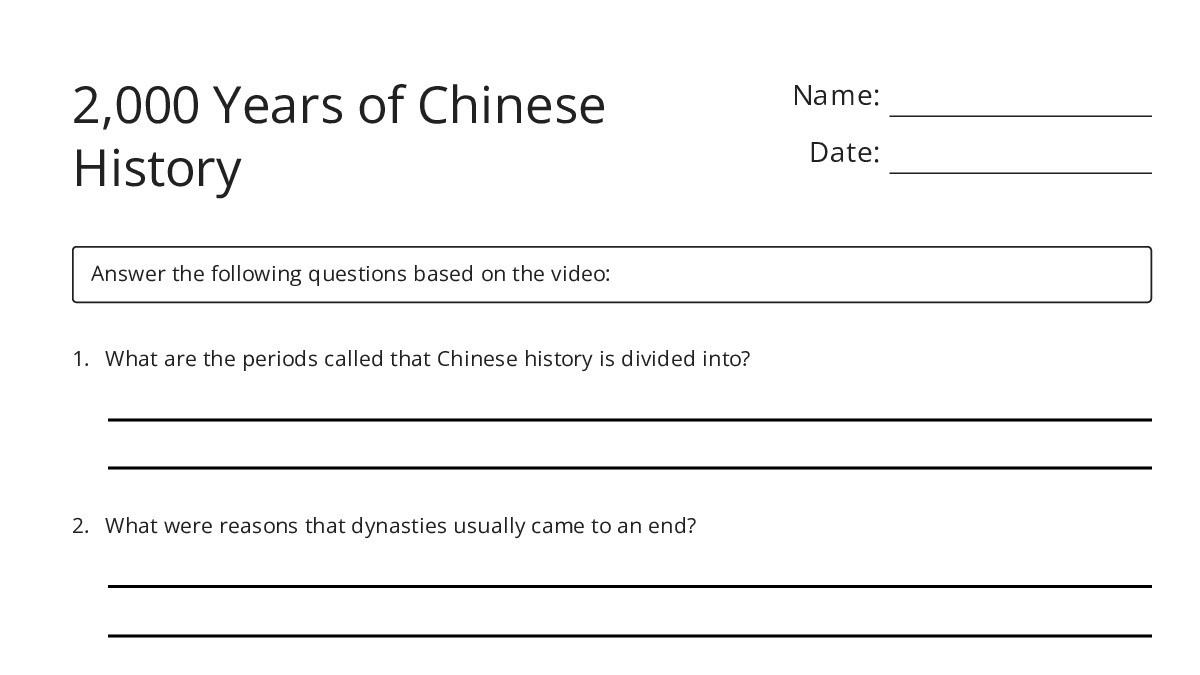 2,000 Years of Chinese History - My Worksheet Maker: Create Your Own ...