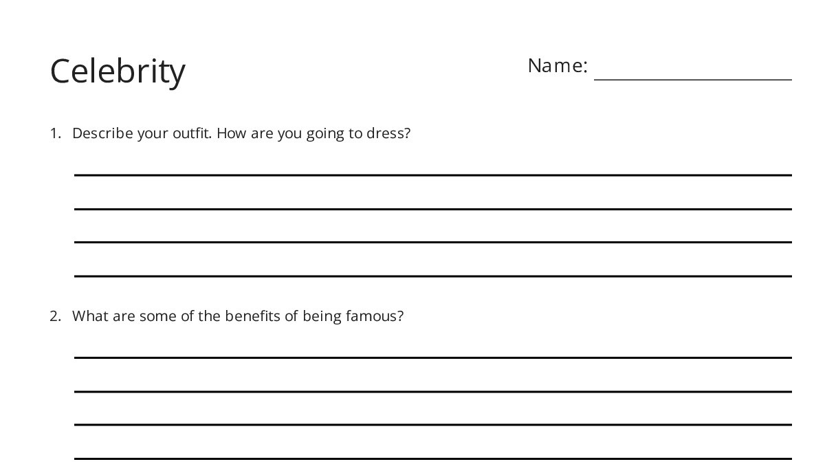 Celebrity - My Worksheet Maker: Create Your Own Worksheets